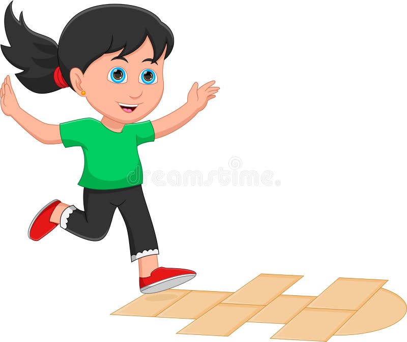 Child Hopping On One Foot Clipart