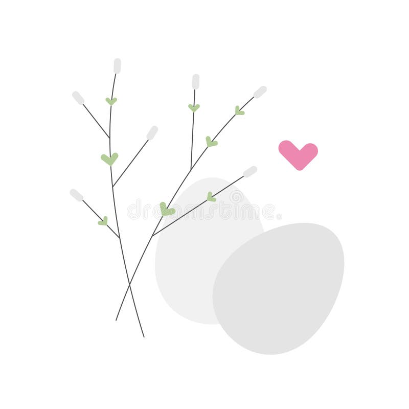 Simple Willow Seamless Pattern in Line Art Style. Hand Drawn Design ...