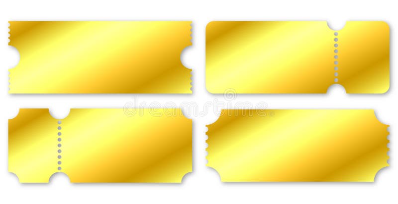 Set of Golden Tickets. Set Blank Ticket Template Stock Vector ...