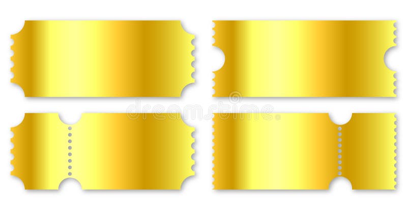 Set of Golden Tickets. Set Blank Ticket Template Stock Vector ...
