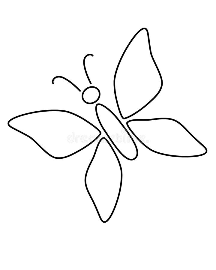 Stylized Linear Butterfly - a Vector Picture for Coloring. Outline ...
