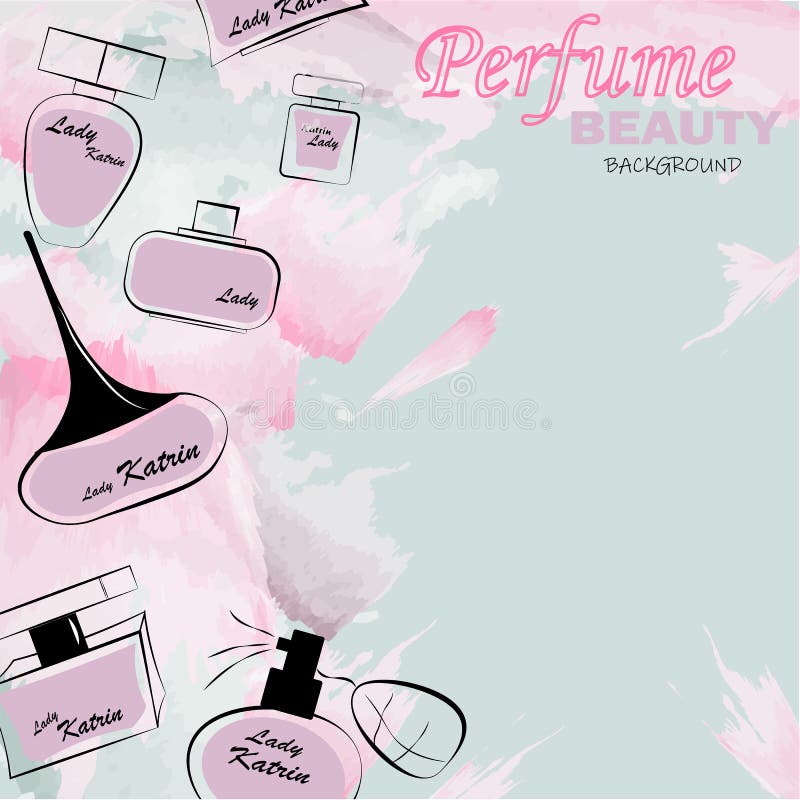 Perfume Beauty Background. Fragrance Collection. Original Set in ...