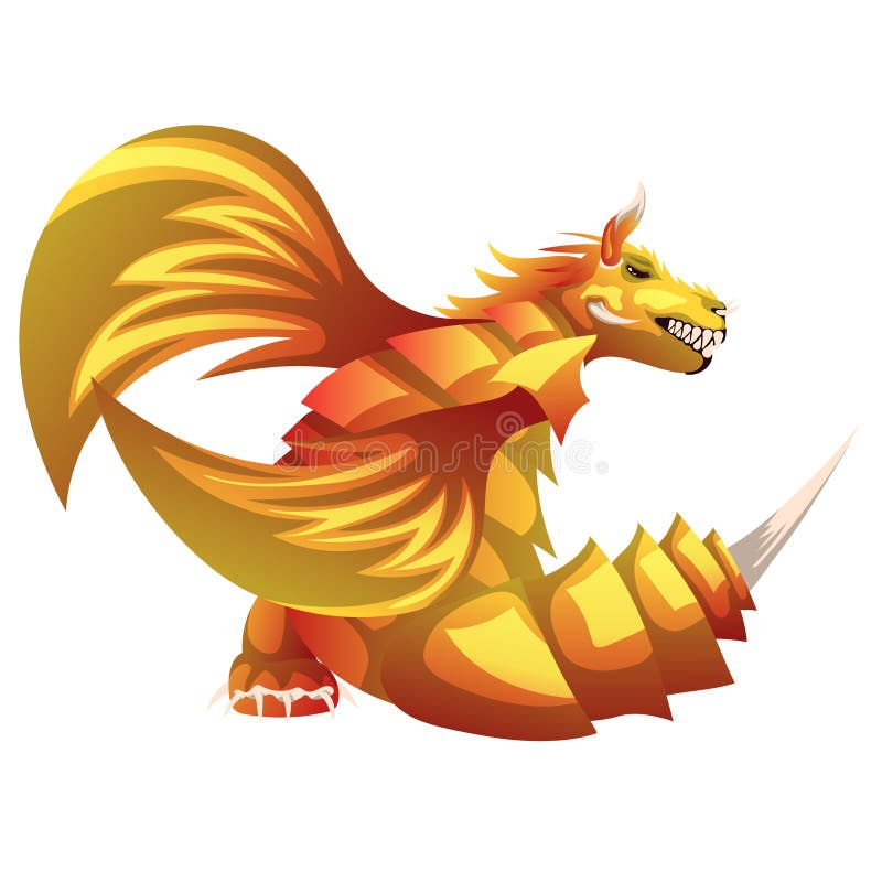 Cartoon Illustration of a Fiery Dangerous Evil Dragon. Stock Vector ...