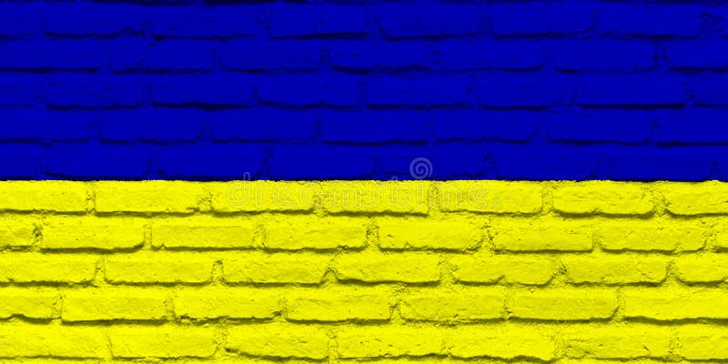 Ukraine Flag. Illustration of the Flag of Ukraine. Brick Wall Texture ...