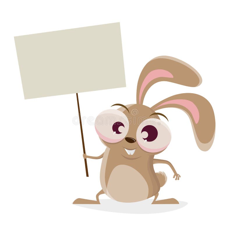 Cartoon Rabbit Holding a Blank Sign Stock Vector - Illustration of ...