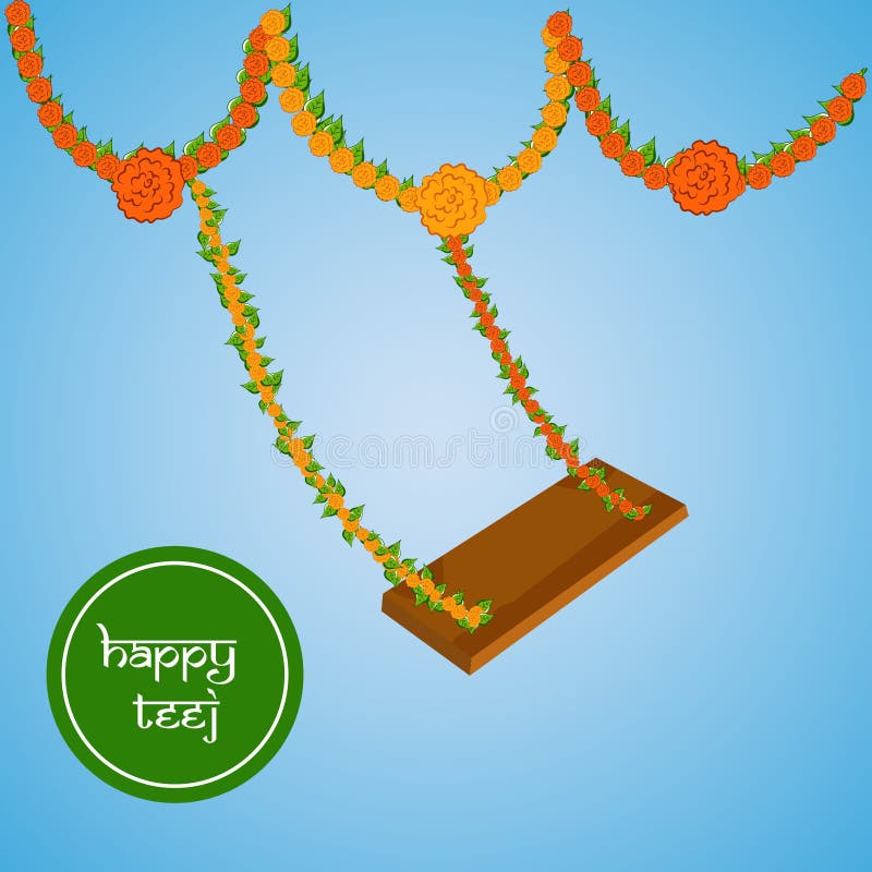 Hariyali Teej Hindu Festival Greeting Card Design Stock Vector ...
