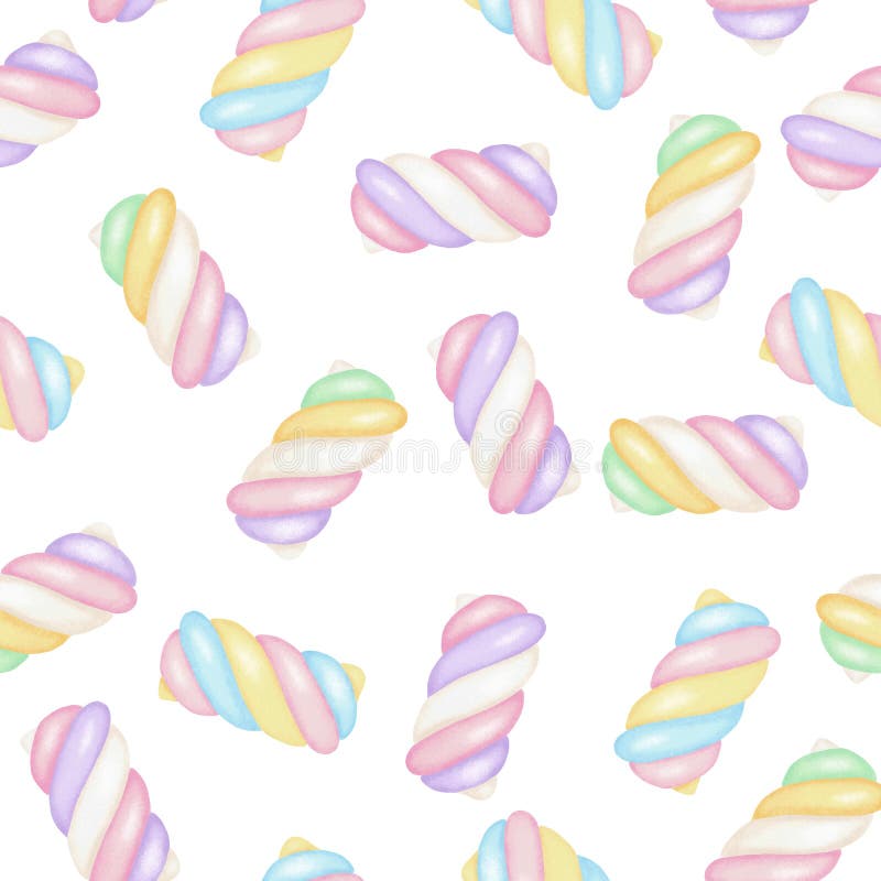 Cute Pastel Marshmallow Candy Seamless Pattern Stock Vector ...