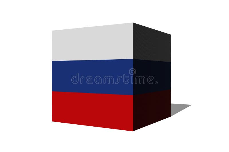 Russia. Flag of Russia. Cube 3D of Russia Design. Horizontal Design ...