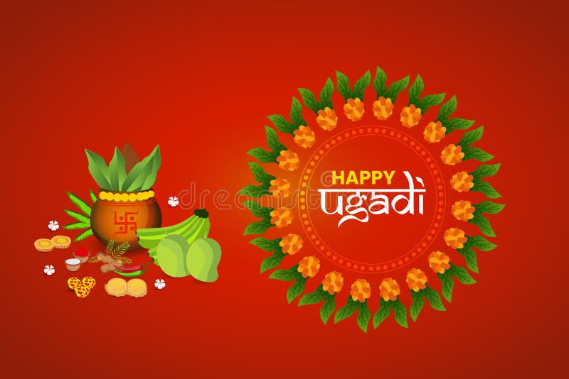 Ugadi Festival Greeting Card Design Stock Vector - Illustration of ...