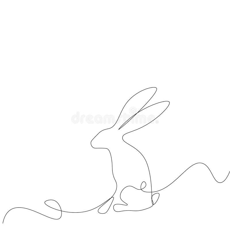 Easter Bunny Line Drawing, Vector Illustration Stock Vector ...