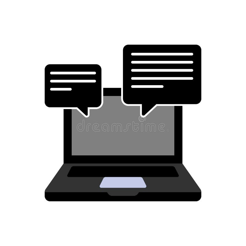 Web Vector Icon Chatting Over Internet on Laptop or Computer. Isolated ...