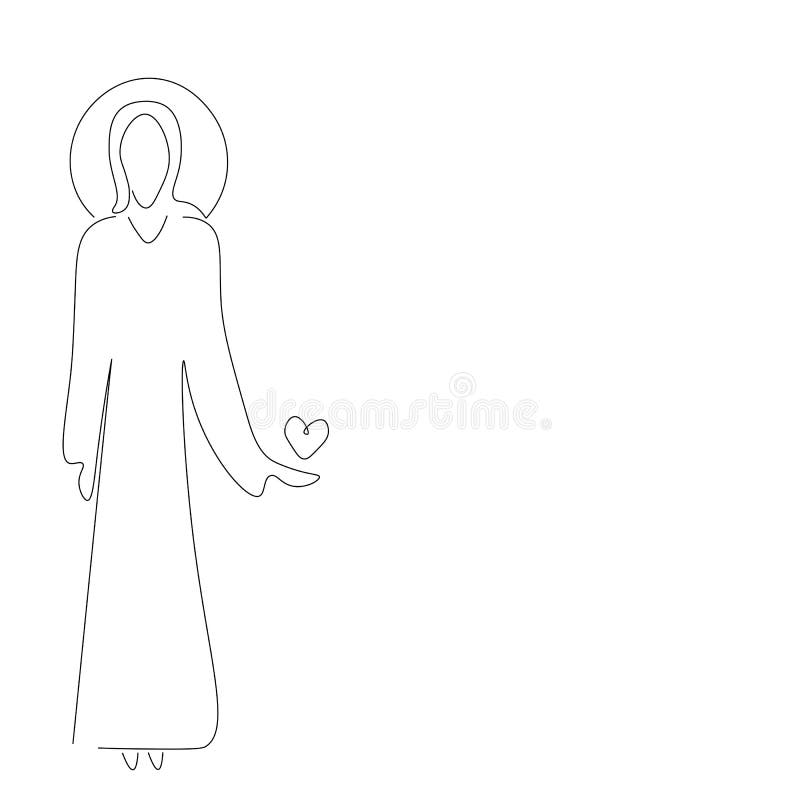 Jesus Christ Good Shepherd Line Drawing, Vector Illustration Stock ...