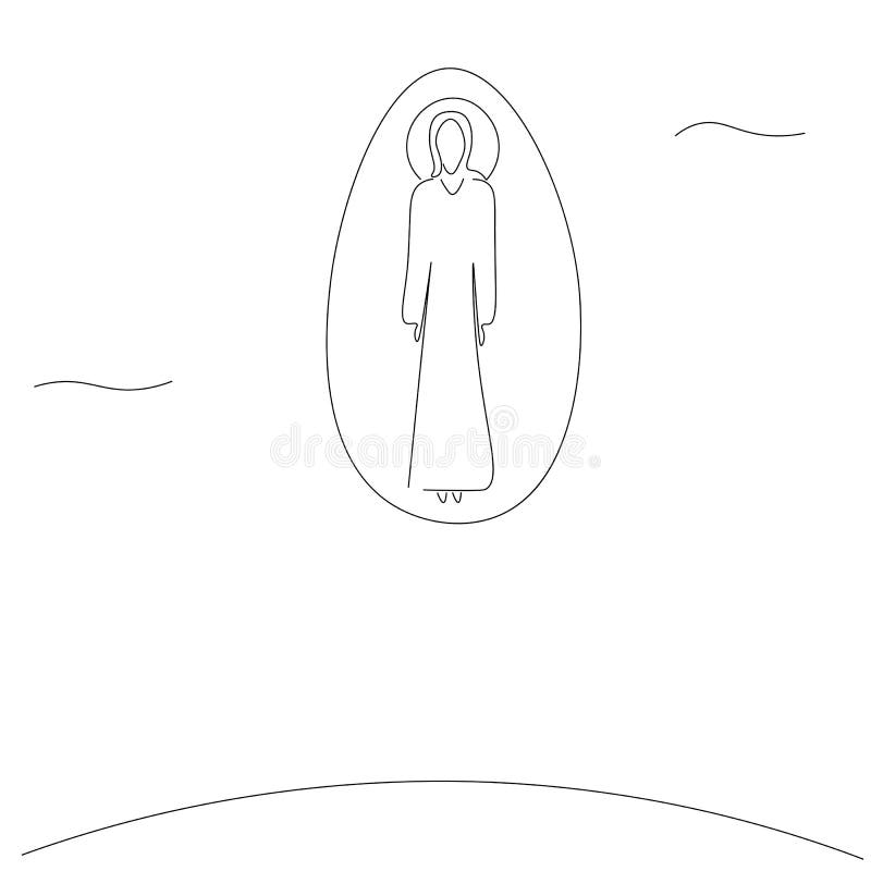 Jesus Christ Love Heart Line Drawing on White Background, Vector ...