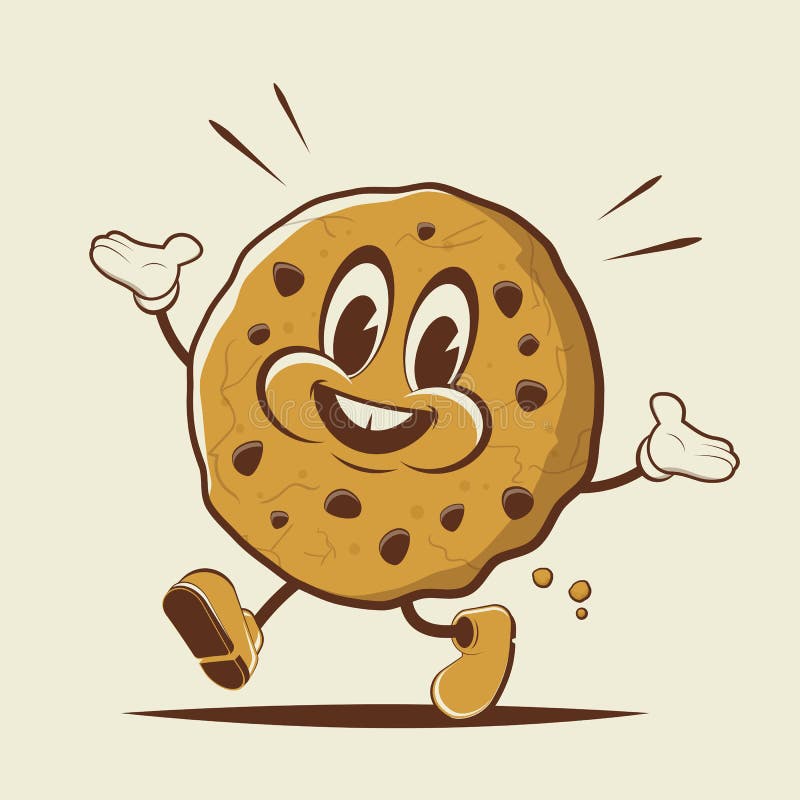 Funny Retro Cartoon Illustration of a Cookie Stock Vector ...