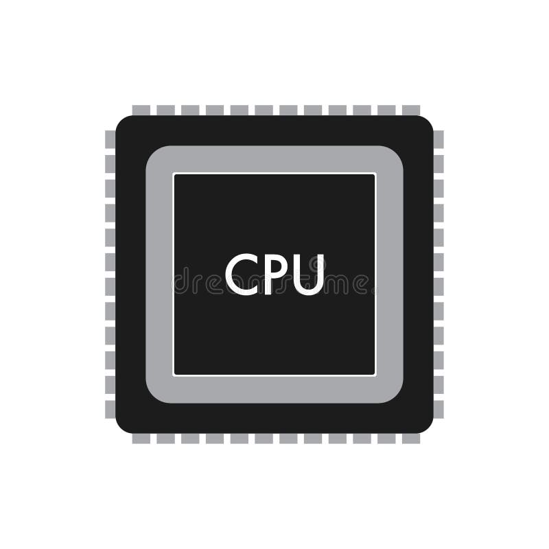 Vector Icon of Computer Chips. the Processor Has the Inscription: CPU, Chip, Micro-chip ...