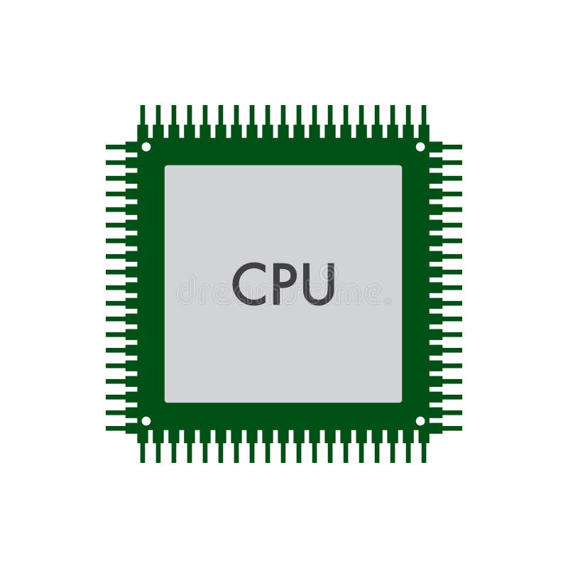 Web Vector Icon of Computer Chips. the Processor Has the Inscription ...