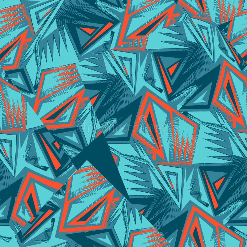 Seamless Abstract Urban Pattern with Curved Elements, Grunge Waves and ...
