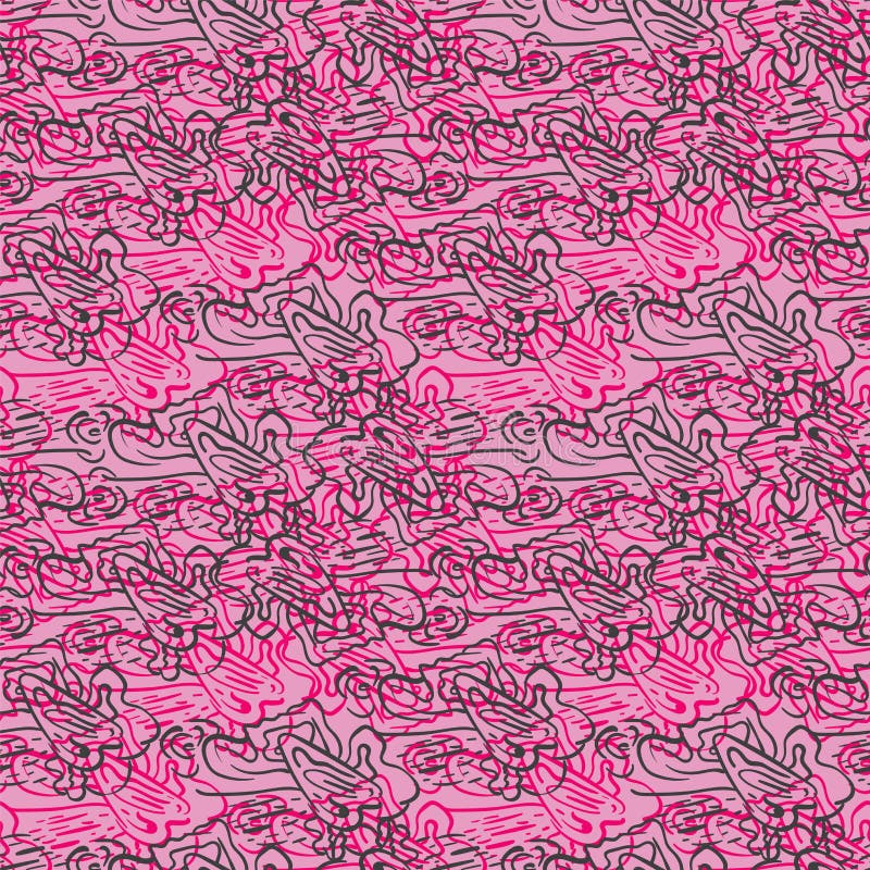 Seamless Abstract Surrealistic Artwork with Hand Drawn Unusual Line ...