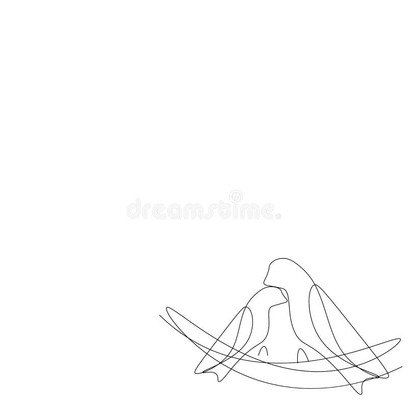 Bird Dove Line Drawing Silhouette, Vector Illustration Stock Vector ...