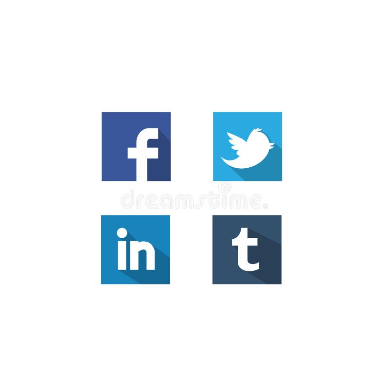 Square Social Media Icons Collection with Rounded Corners Editorial ...