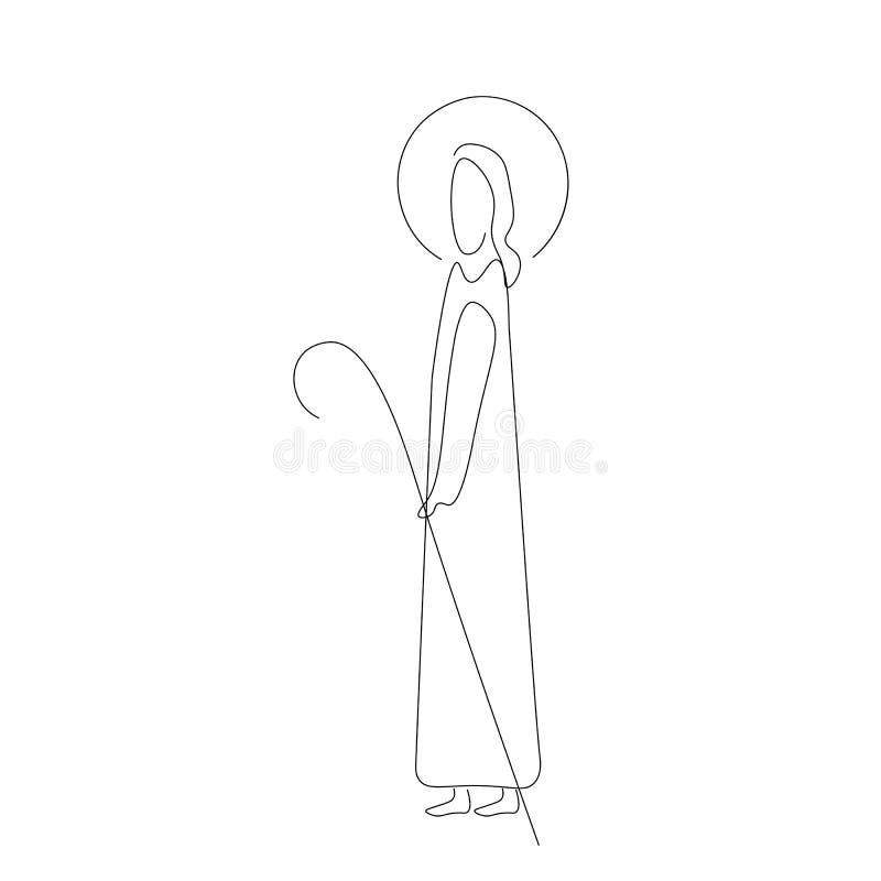 Jesus Christ Love Heart Line Drawing on White Background, Vector ...