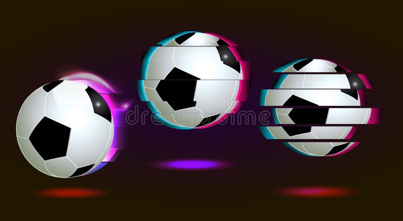 Set of Soccer Balls with Fire and Glitch Effect Stock Vector ...