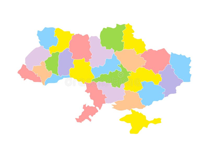 Ukraine Color Map. Ukrainian Border Territory Separated on Colorful ...