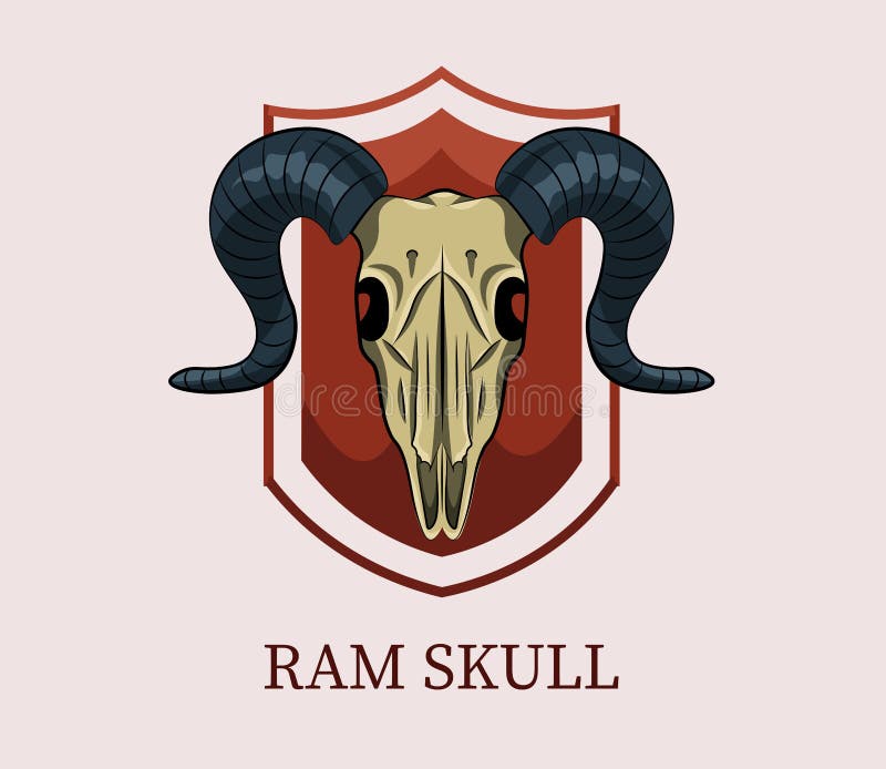 Ram skull logo on a shield stock vector. Illustration of hunt - 245297686