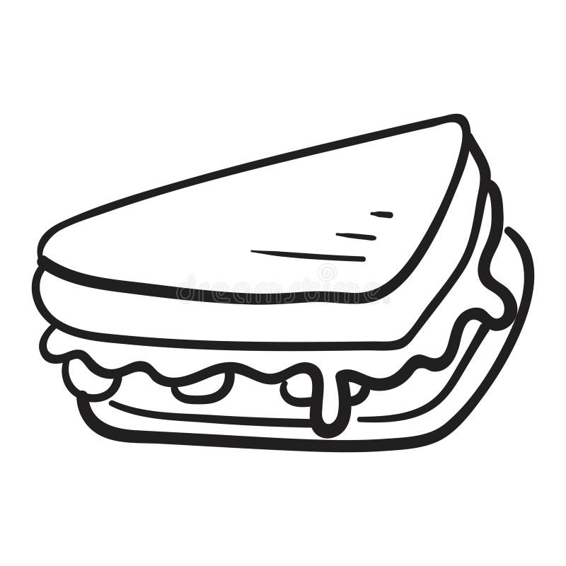 Hand Drawing Style of Sandwich Line Art Icon Vector Stock Vector ...