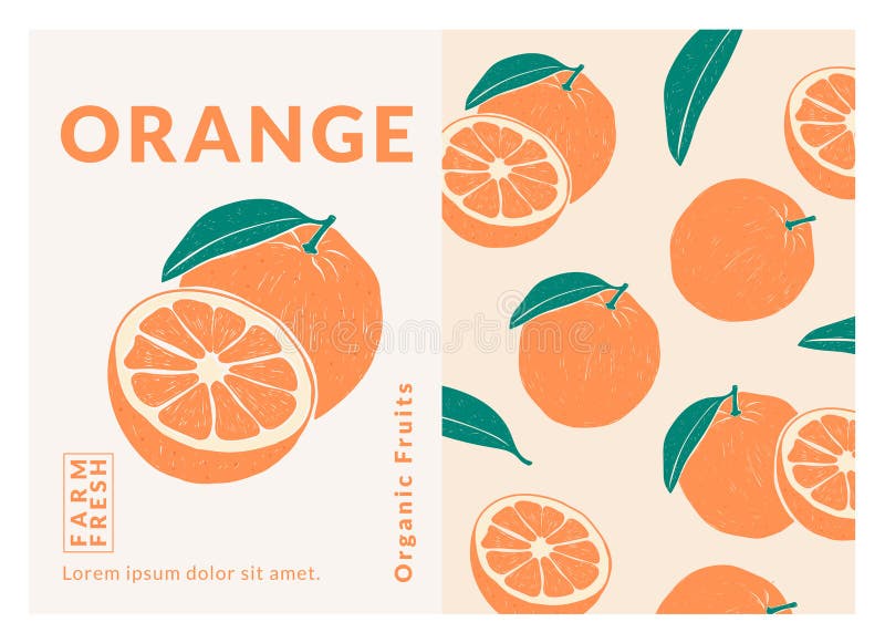 Orange Label Packaging Design Templates, Hand Drawn Style Vector ...