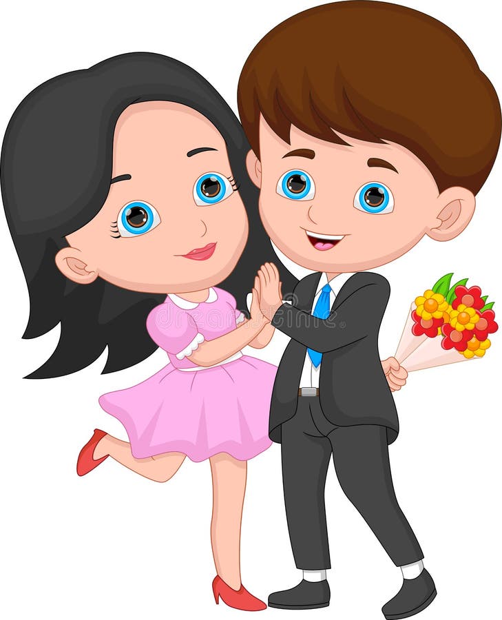Happy young couple cartoon stock vector. Illustration of adult - 245874840
