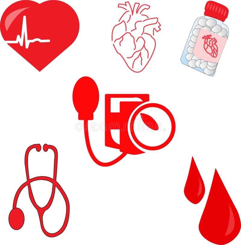 Cardiology tools icons stock illustration. Illustration of pills ...