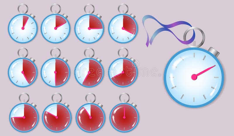 Stopwatch Bright Icon, Every 5 Seconds are Indicated in Red Stock ...