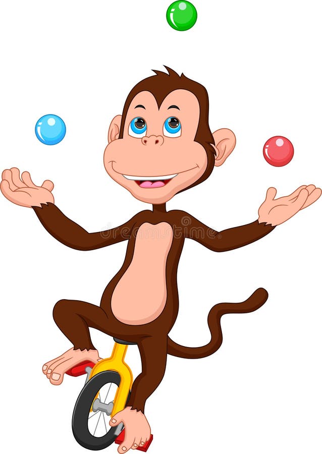 Cartoon Cute Monkey Juggling Balls Stock Vector - Illustration of ...