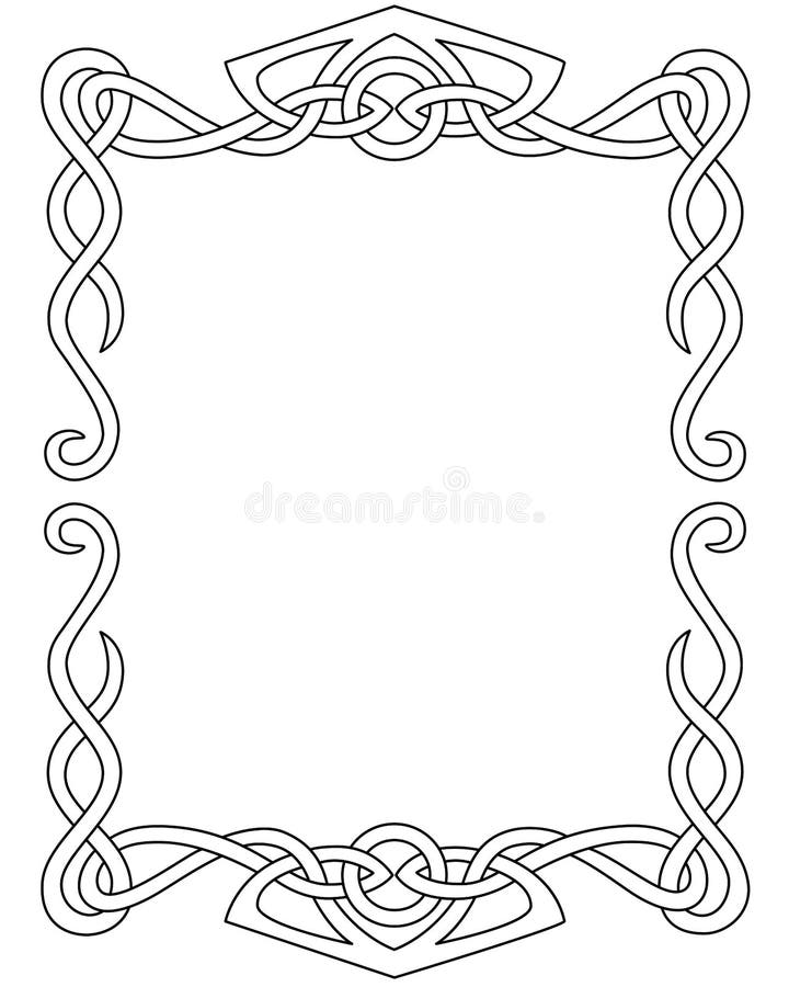 Celtic Ornament Frame Vertical - Vector Linear Element for Coloring ...