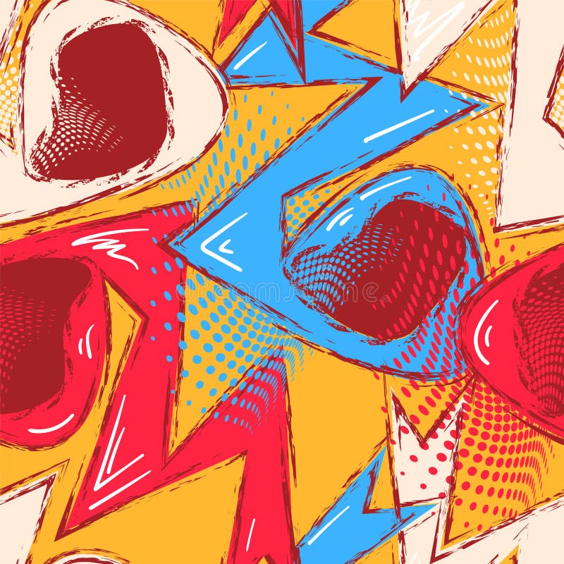 Abstract Urban Pattern with Grunge Spots, Curved Unique Shapes and Dots ...