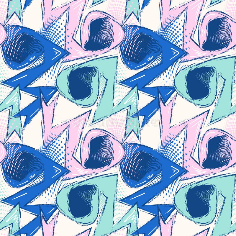 Abstract Urban Pattern with Grunge Spots, Curved Unique Shapes and Dots ...