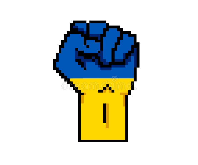 Support Ukraine Raised Fist Pixel Art Vector 8 Bit Icon Design Stock ...
