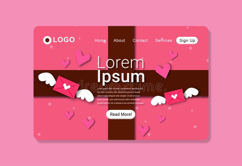 Cute Pink Box Landing Page Design Stock Vector - Illustration of ...