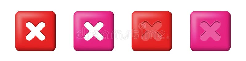 Set of Red Icons Cancel. 3d Cross Icon. White Icons on Red Round 3d ...