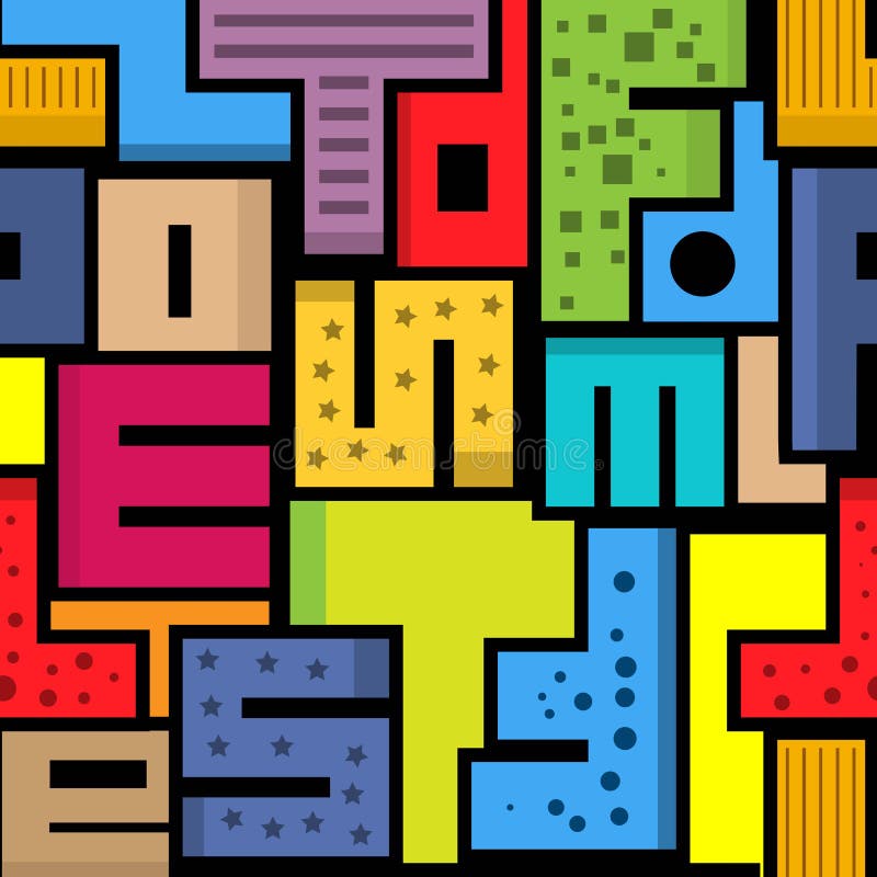 Colorful Letters Pattern Background. Stock Vector - Illustration of ...