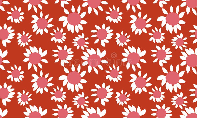 Daisies on a Trendy Pastel Red Background Seamless Floral Pattern ...