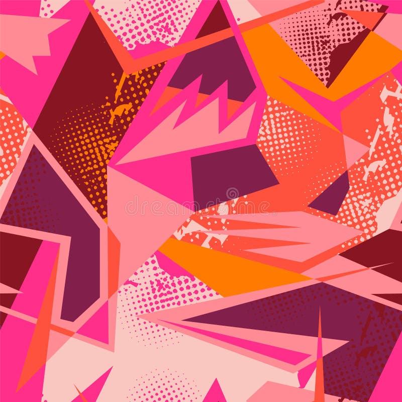 Urban Abstract Seamless Pattern with Curved Geometry Elements, Dots for ...