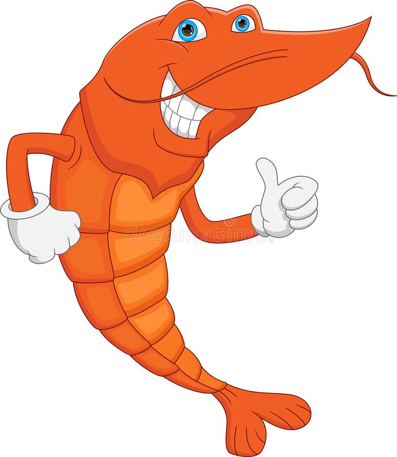 Cute Shrimp Cartoon Thumb Up Stock Vector - Illustration of happy ...