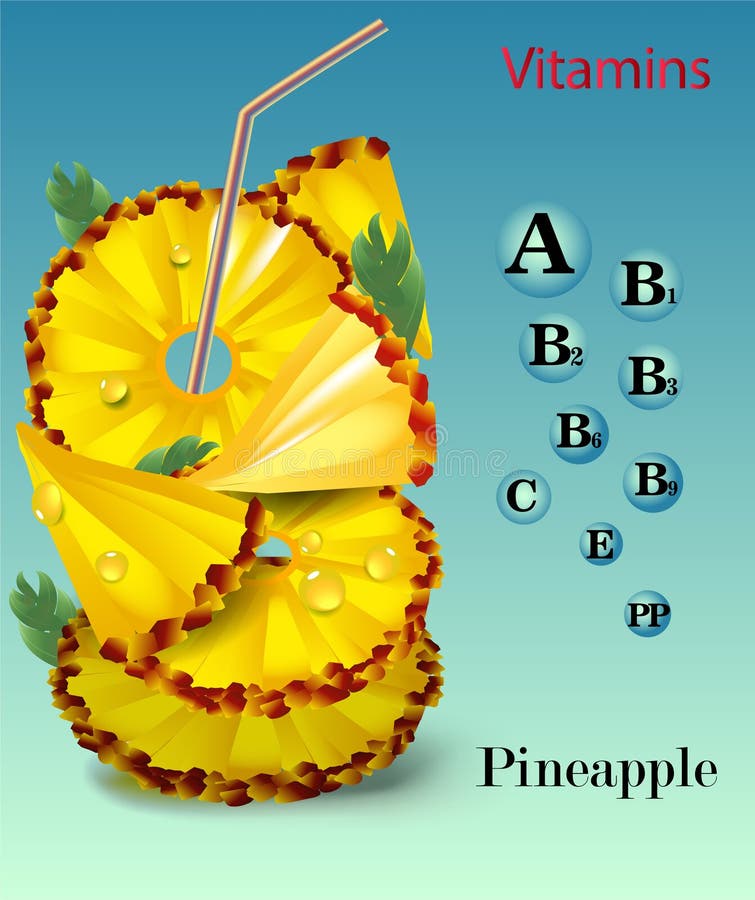 Pineapple Vitamins Infographics in a Flat Style Stock Vector ...