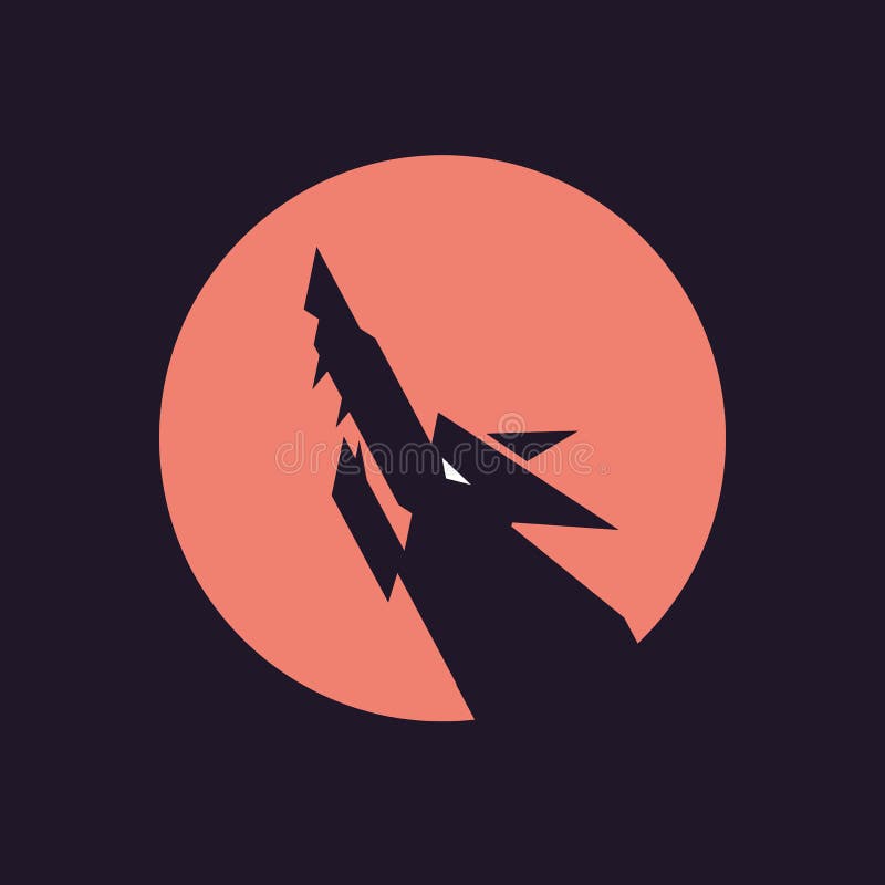 Illustration of a Dark Angry Wolf Howling at the Moon Stock ...