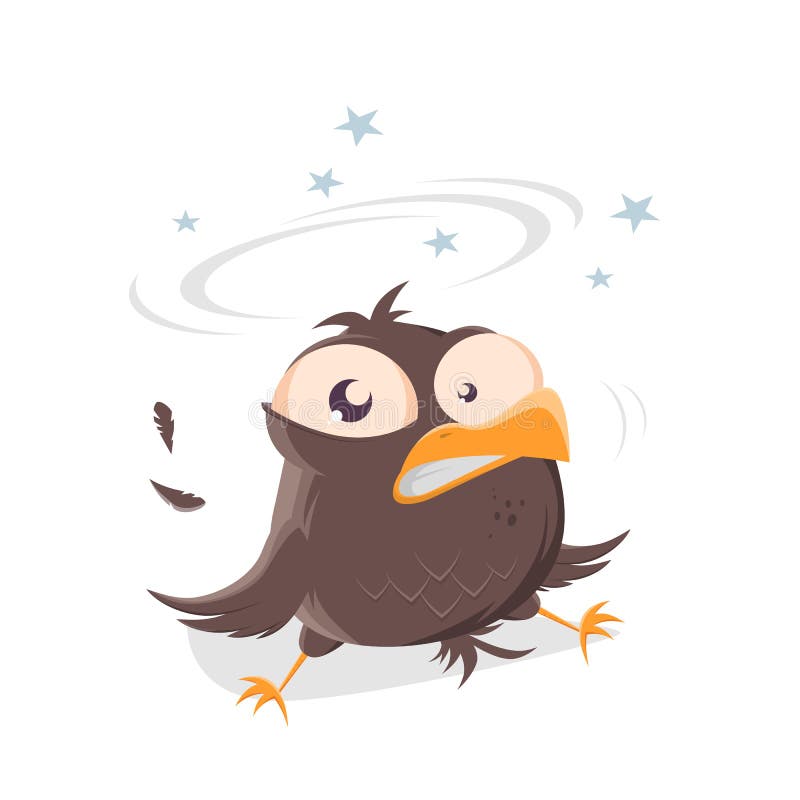 Funny Cartoon Bird Sitting on the Floor after a Crash Stock Vector ...