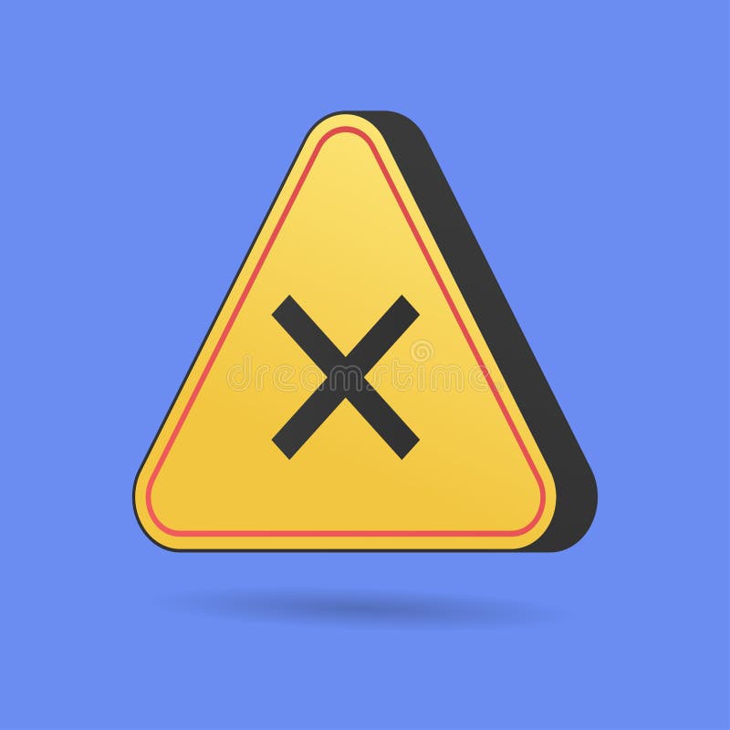 Warning Sign, Warning Sign with a Cross, Yellow Triangle, 3d Rendering ...