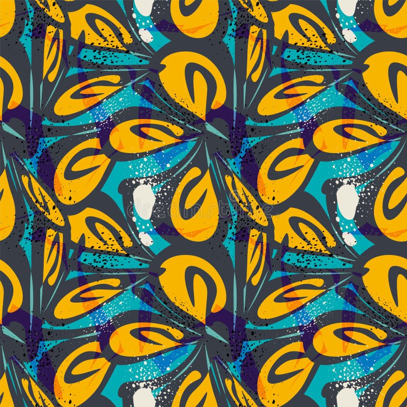 Seamless Vector Artwork with Abstract Leave Pattern Stock Vector ...