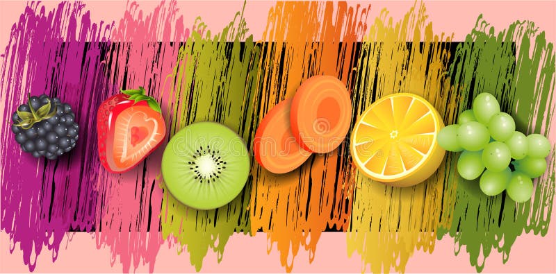 Bright Abstract Background with Ripe Fruits Stock Vector - Illustration ...